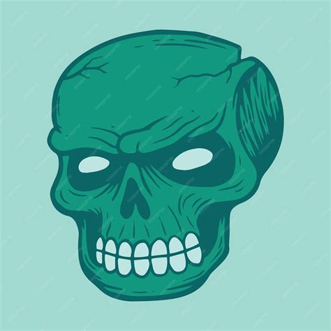 Premium Vector Green Skull Hand Drawn Illustrations For Stickers Logo