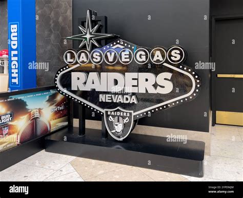 An Nfl Las Vegas Raiders Sign Shaped Like The Welcome To Vegas Sign