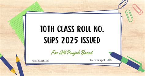 10th Class Roll No Slips 2025 Issued