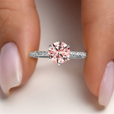 Lab Grown Pink Diamond Ring Etsy