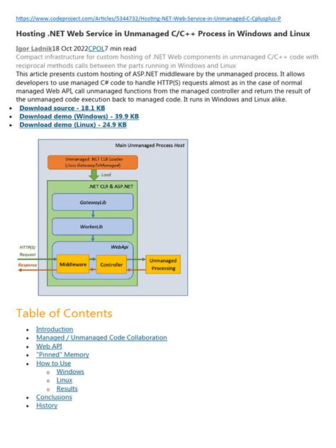 Hosting Net Web Service In Unmanaged C C Process In Windows And Linux Pdf Parameter