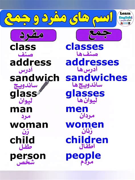 اسم های مفرد و جمع در انگلیسی Shorts Youtube