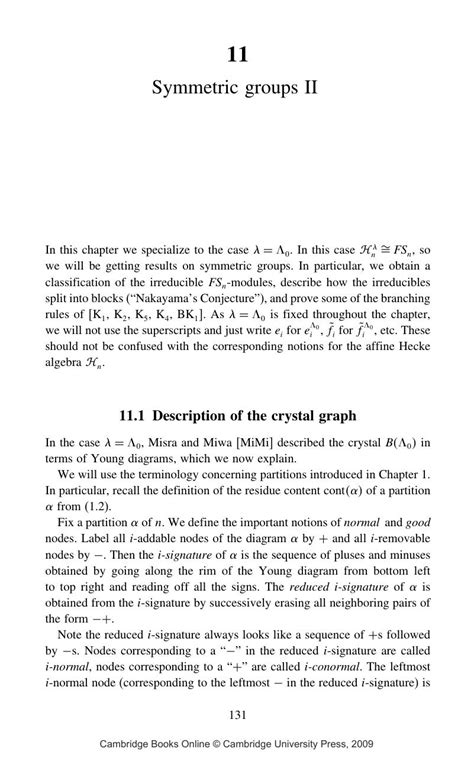 Symmetric Groups Ii Chapter 11 Linear And Projective Representations Of Symmetric Groups
