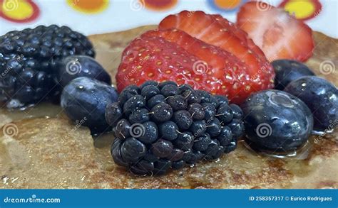 Red Juicy Strawberry And Blueberries On Chappati`s Stock Image Image