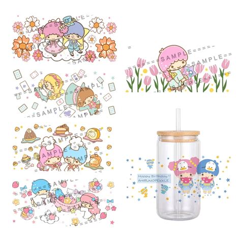 Милый Sanrio мультфильм маленький двойной звезда Uv Dtf переводная наклейка водостойкие