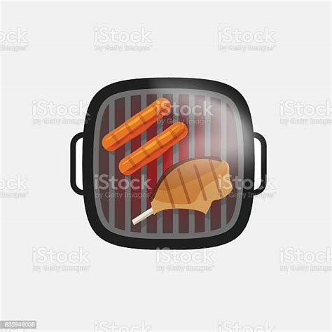 바베큐 그릴 벡터 아이콘 바베큐 구운 고기 스테이크 뜨거운 소시지 고기에 대한 스톡 벡터 아트 및 기타 이미지 고기 굽기