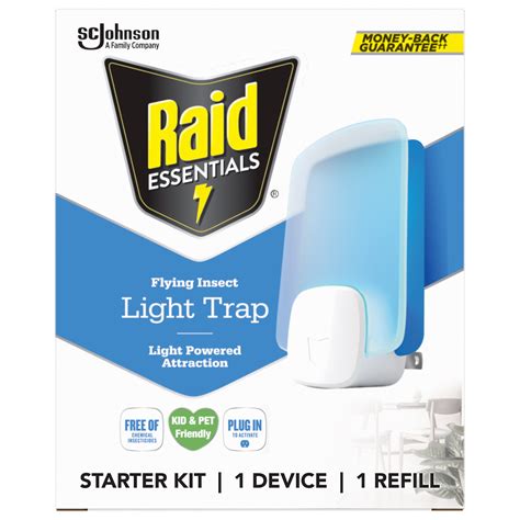Raid Essentials Flying Insect Light Trap Starter Kit 1 Device And 1