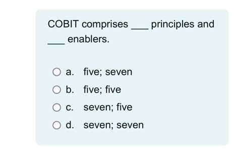 Solved Cobit Comprises Principles And Enablers A ﻿five