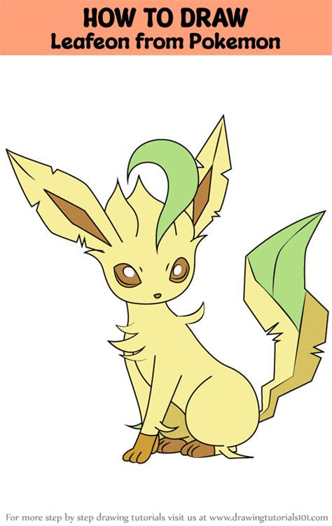 How To Draw Leafeon From Pokemon Pokemon Step By Step
