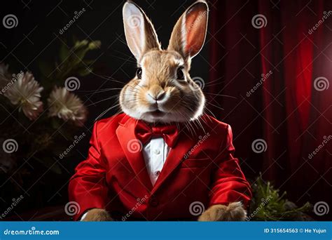 Rabbbit In Red Suit Stock Illustration Illustration Of Rabbbit 315654563