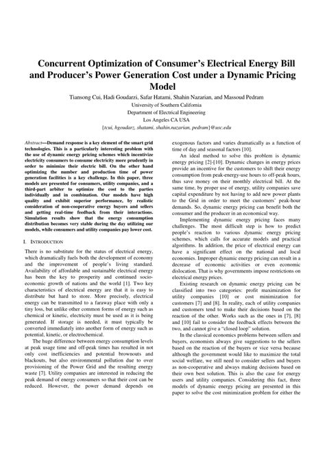 Pdf Concurrent Optimization Of Consumers Electrical Energy Bill And
