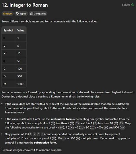 Hao Lam On Linkedin Random Leetcode Series Problem 12 Integer To