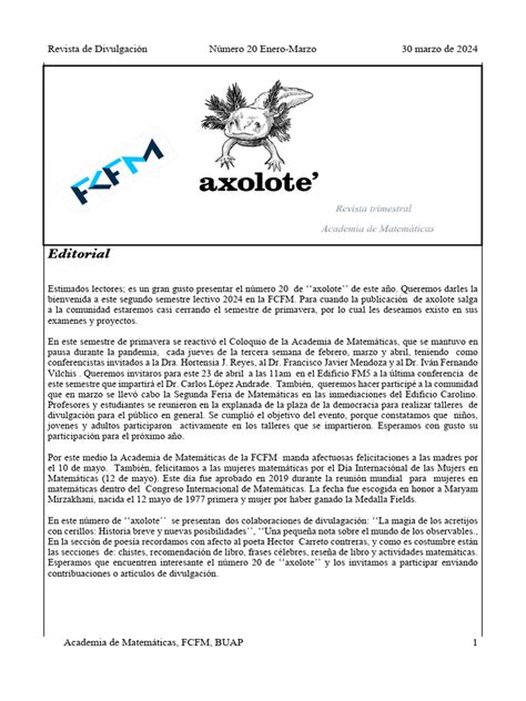 Axolote Enero Marzo2024 240510 200019 Pdf Astronomía Ciencias Fisicas