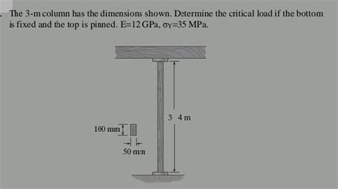 The 3 M Column Has The Dimensions Shown Determine The Critical Load If The Bottom Is Fixed And