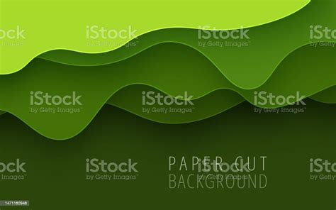 Abstract Green Color Dynamic Wavy Overlap Layers Papercut Background Eps10 Vector Stock