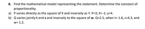 Solved Find The Mathematical Model Representing The Chegg
