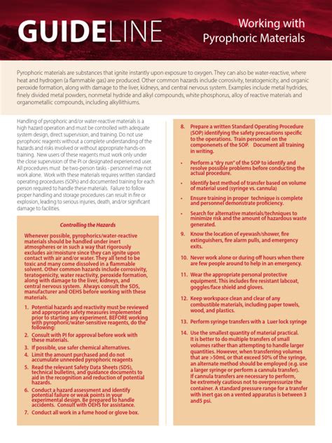 Pyrophoric Materials Guidelines 01 2019 Pdf Chemical Substances Materials