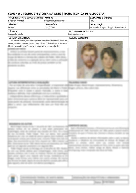 Solution Ficha T Cnica Marie Kroyer Studypool