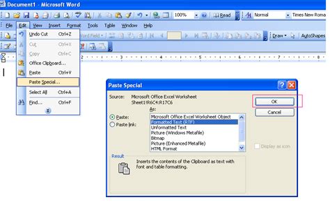 how to copy excel table to word design talk