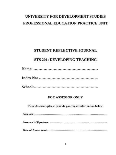 Sts Students Reflective Journal Year 2 2025 Pdf Learning Psychology