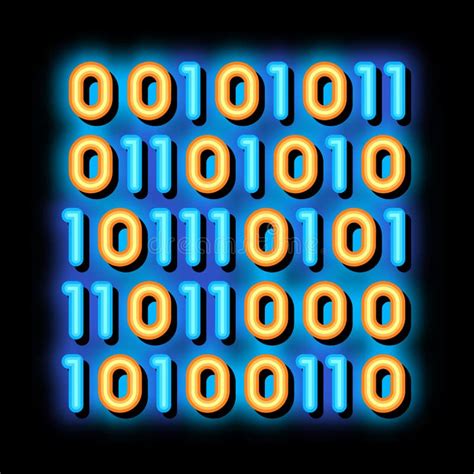 Streaming Binary Code Matrix Neon Glow Icon Illustration Stock Vector