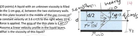 Solved Points A Liquid With An Unknown Viscosity Is Chegg