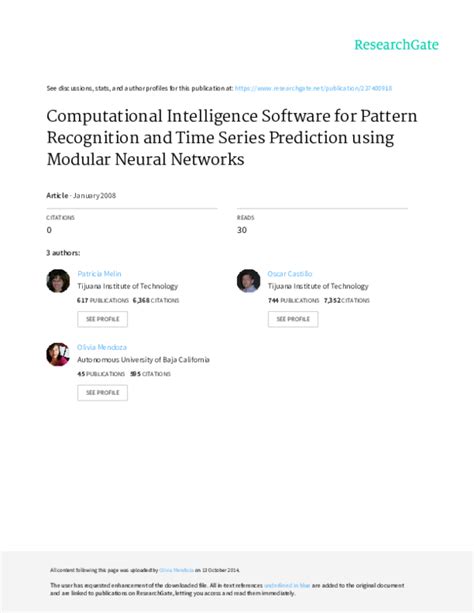 computational intelligence software for pattern recognition and time