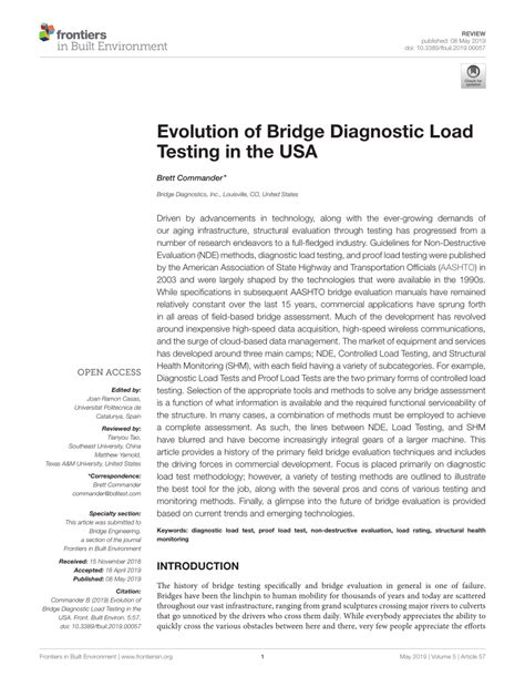 PDF Evolution Of Bridge Diagnostic Load Testing In The USA