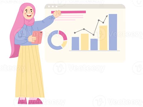 Illustration Of Businesswoman Data Visualization Presentation 51900334 Png