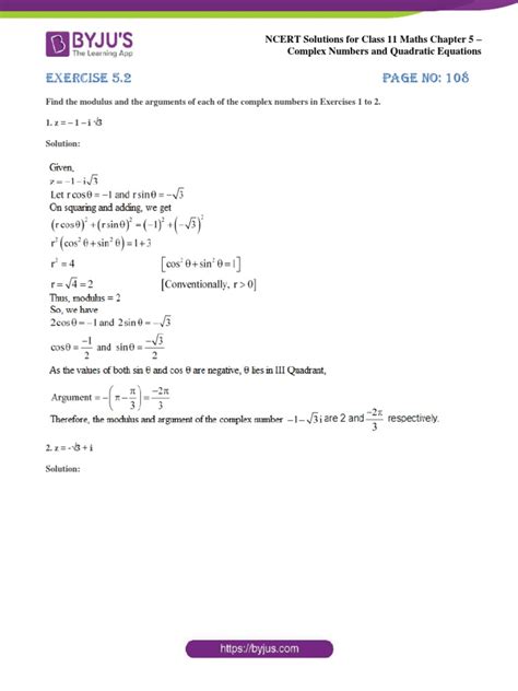 Ncert Solutions For Class 11 Maths Chapter 5 Complex Numbers And
