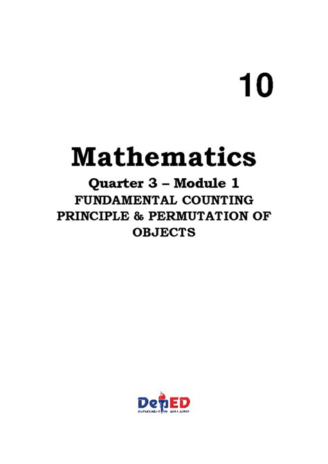 1 Q3 Math Module 1 For Quarter 3 Mathematics 10 Mathematics Quarter 3 Module 1 Fundamental