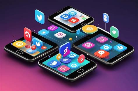 Premium Photo Multiple Social Media Application On Isometric Smartphone Screen Responsive Web