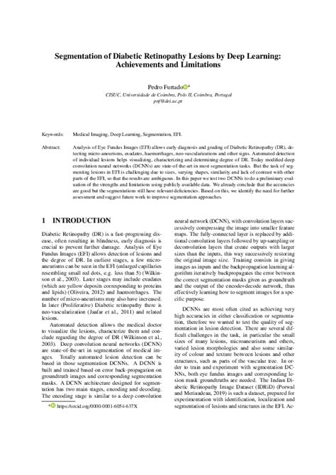 Pdf Segmentation Of Diabetic Retinopathy Lesions By Deep Learning Achievements And Limitations