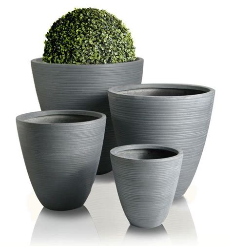 Neat Large Grey Plastic Planters Silk Herbs