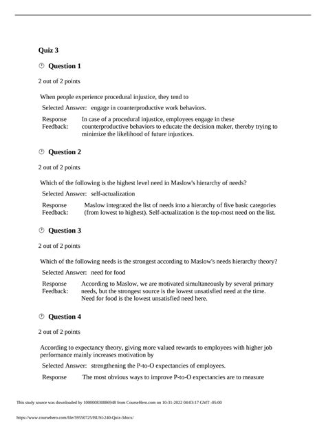 SOLUTION Busi 240 Quiz 3 Studypool