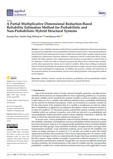 Pdf A Partial Multiplicative Dimensional Reduction Based Reliability Estimation Method For