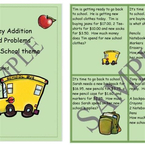 Money Addition Word Problems Classful