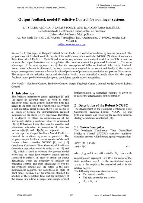 PDF Output Feedback Model Predictive Control For Nonlinear Systems
