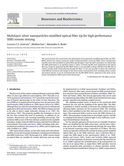 Pdf Multilayer Silver Nanoparticles Modified Optical Fiber Tip For