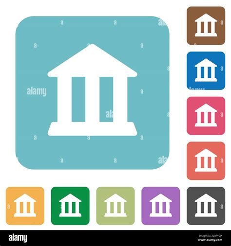 Flat Bank Icons On Rounded Square Color Backgrounds Stock Vector Image