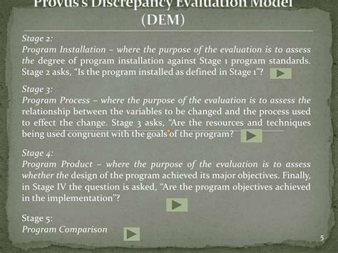 provus s discrepency evaluation model