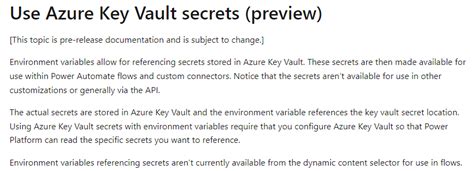 diverse information on usage of keyvault secrets with env vars · issue
