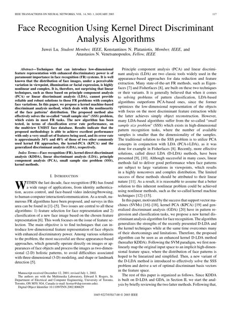 Pdf Face Recognition Using Kernel Direct Discriminant Analysis Algorithms