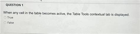 Solved QUESTION When Any Cell In The Table Becomes Active Chegg