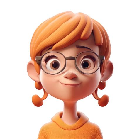 3d Icon Avatar Young Woman With Glasses And Orange Hairs Illustration Of Happy Girl Stock Image