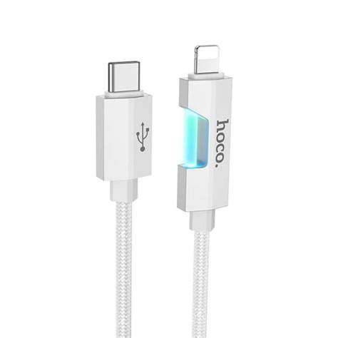 Кабель зарядки Hoco U123 27W (3A) (1M) Type-C to Lightning LED ...
