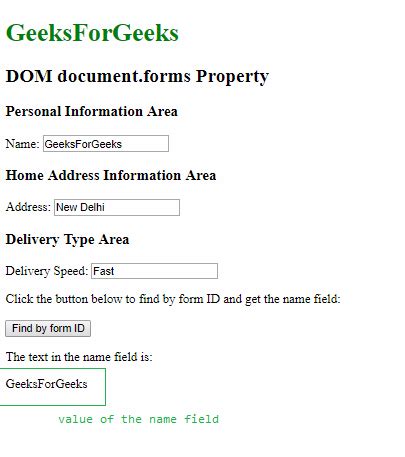 HTML DOM Forms Collection GeeksforGeeks