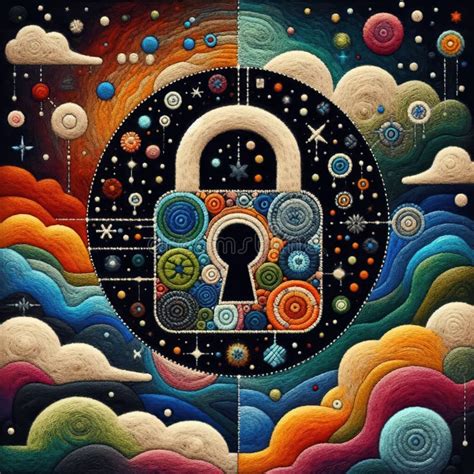 Felt Art Patchwork Secure Data Lock Symbol Representing The Ongoing