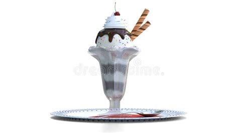 Ice Cream Sundae On White Background Stock Illustration Illustration