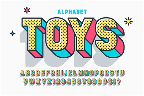 만화 3d 디스플레이 글꼴 디자인 알파벳 문자 및 숫자 복고풍에 대한 스톡 벡터 아트 및 기타 이미지 복고풍 핀업걸 3차원 형태 Istock